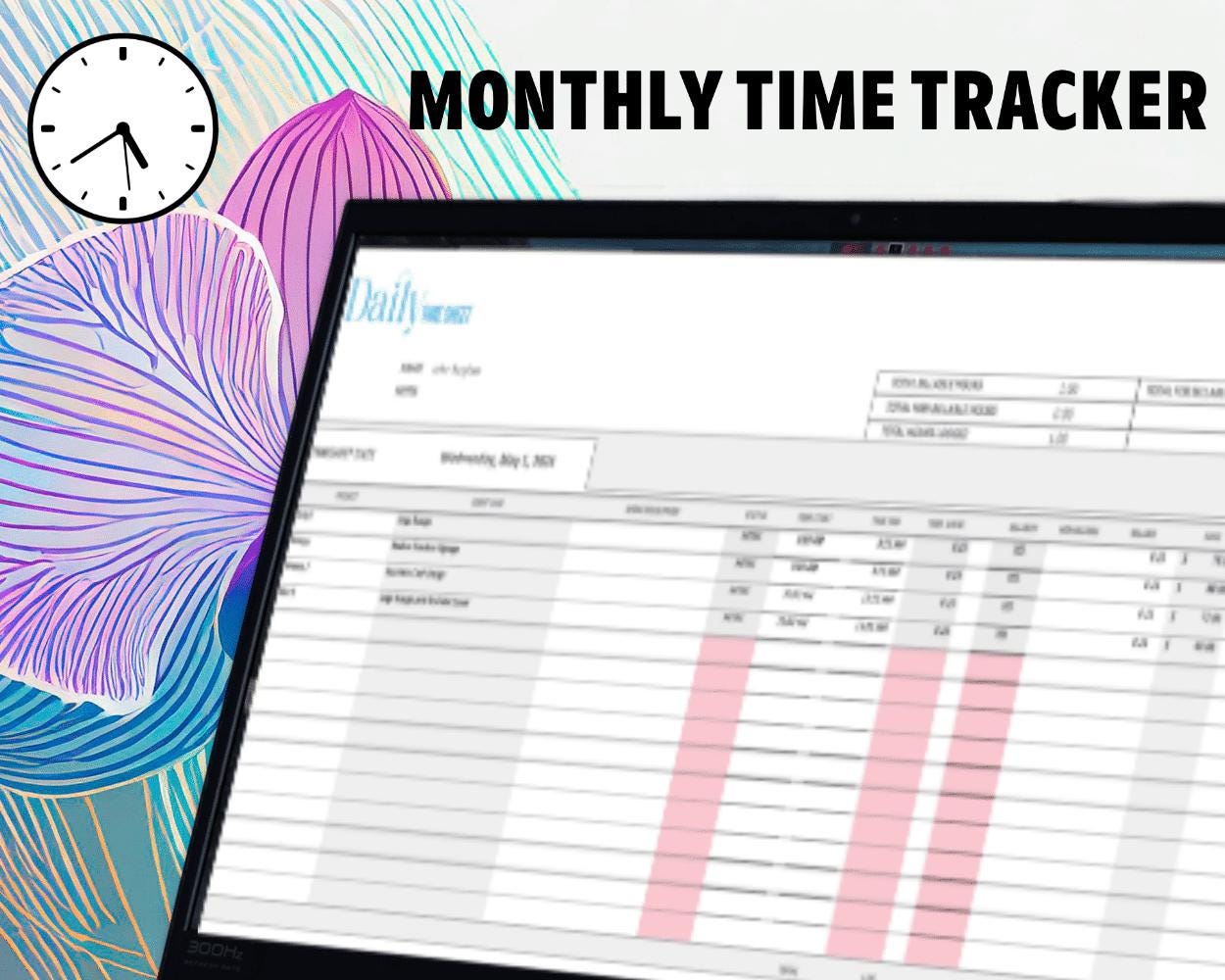 Time Tracker -time Spent Summary - Time Sheet -monthly - Daily Time ...