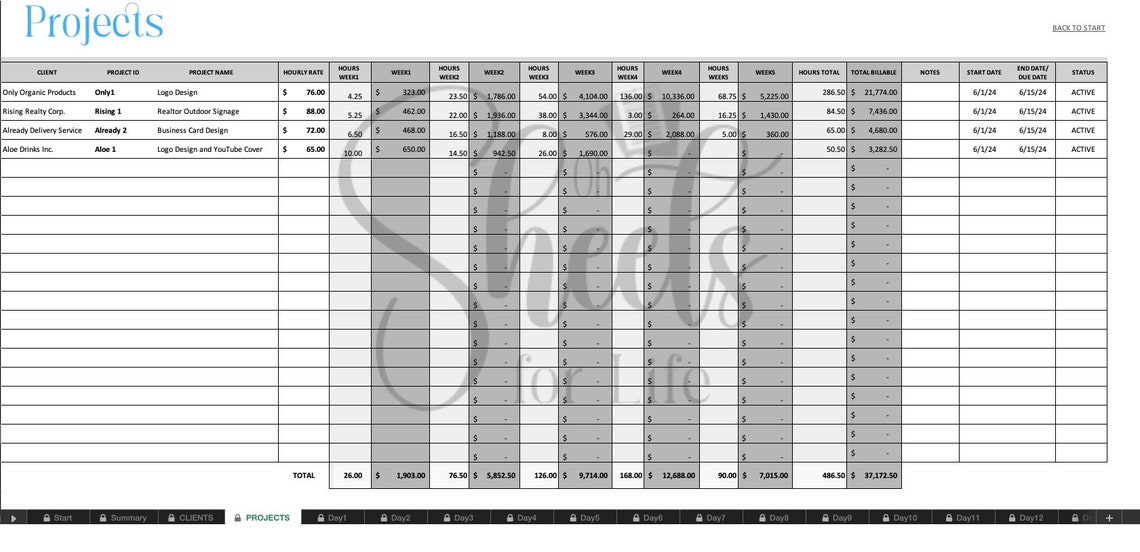 Time Tracker -time Spent Summary - Time Sheet -monthly - Daily Time ...