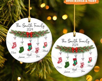 Personalized Family of 4 Ornament, Custom Family Stocking Ornament With ...