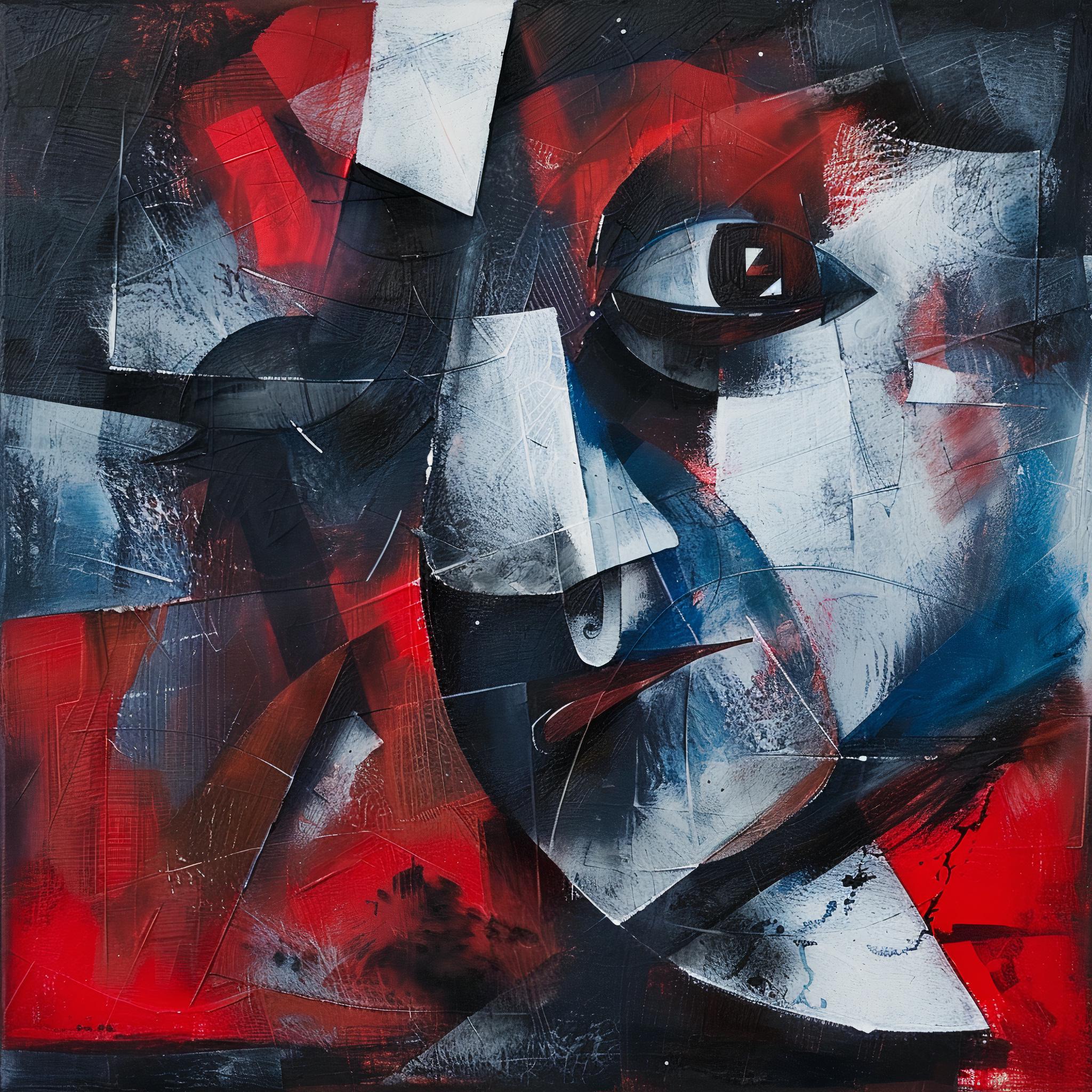 Wall Art, Abstract, Blue, Red, Face - Etsy