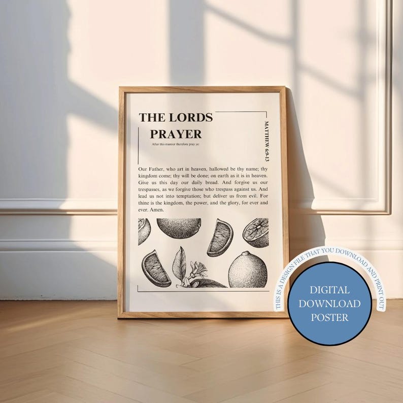 The Lord's Prayer Poster, the Lord's Prayer Wall Decor, Minimalist Wall ...