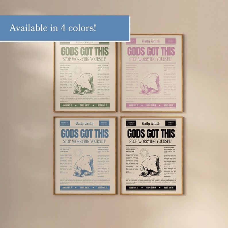 Gods Got This Newspaper Print: Sage Green Bible Verse (digital Download ...