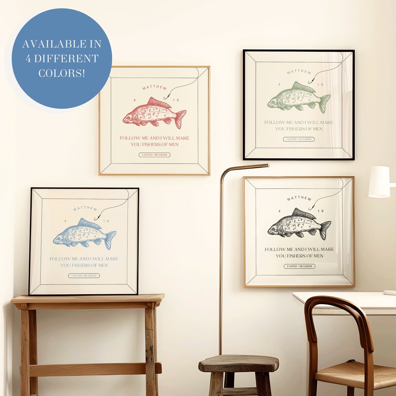 Fishers of Men Bible Verse Poster, Matthew 4:19 Scripture, Fishing Wall ...