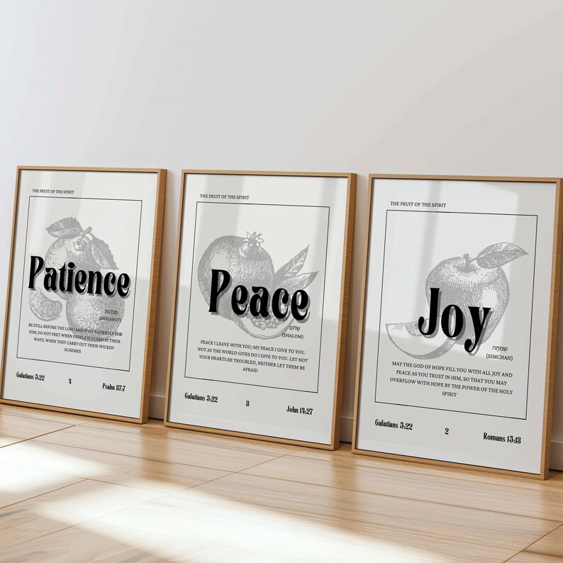Fruit of the Spirit Wall Art Bundle, Vintage Bible Wall Prints ...