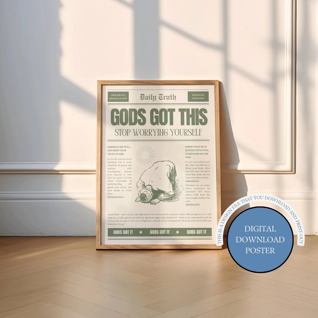 Gods Got This Newspaper Print: Sage Green Bible Verse (digital Download ...