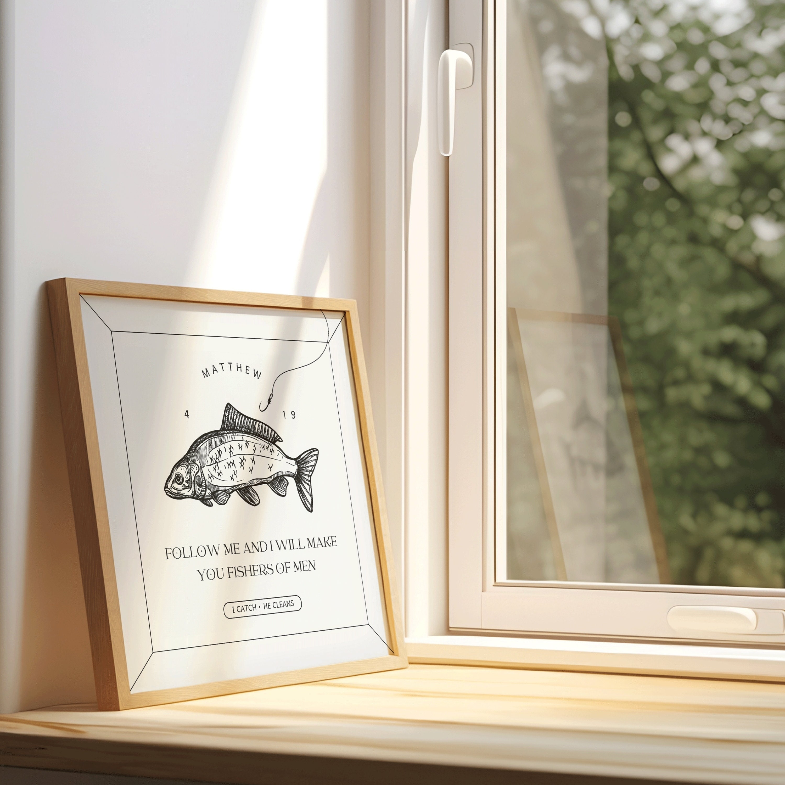 Fishers of Men Bible Verse Poster, Matthew 4:19 Scripture, Fishing Wall ...