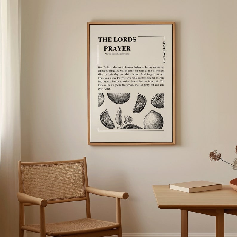The Lord's Prayer Poster, the Lord's Prayer Wall Decor, Minimalist Wall ...