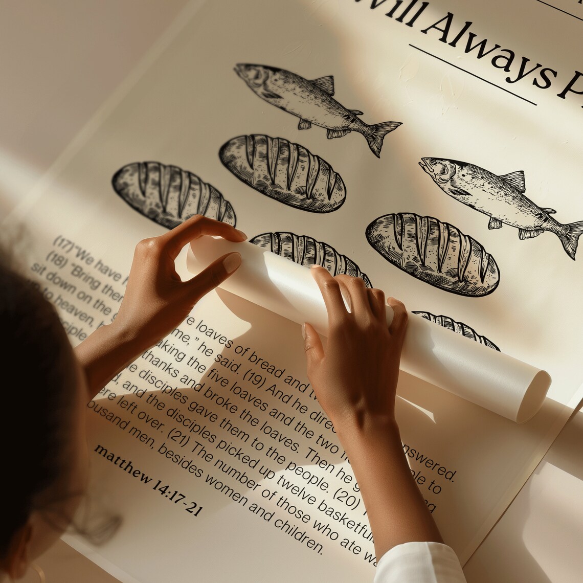 Two Fish Five Loaves Poster: Christian Bible Story (digital Download ...
