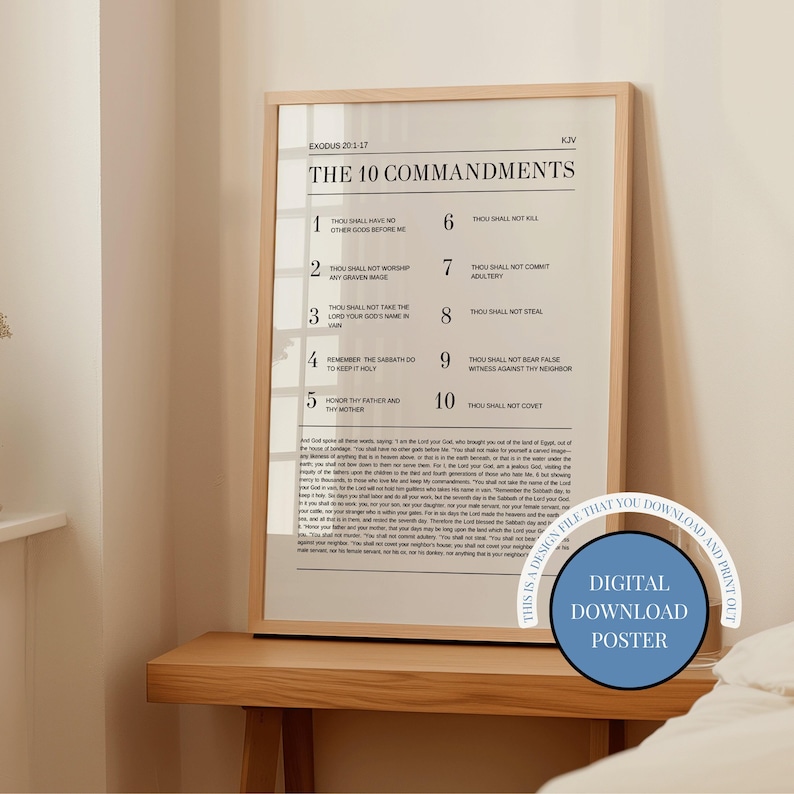 10 Commandments Poster: Minimalist Bible Verse Wall Art (digital ...