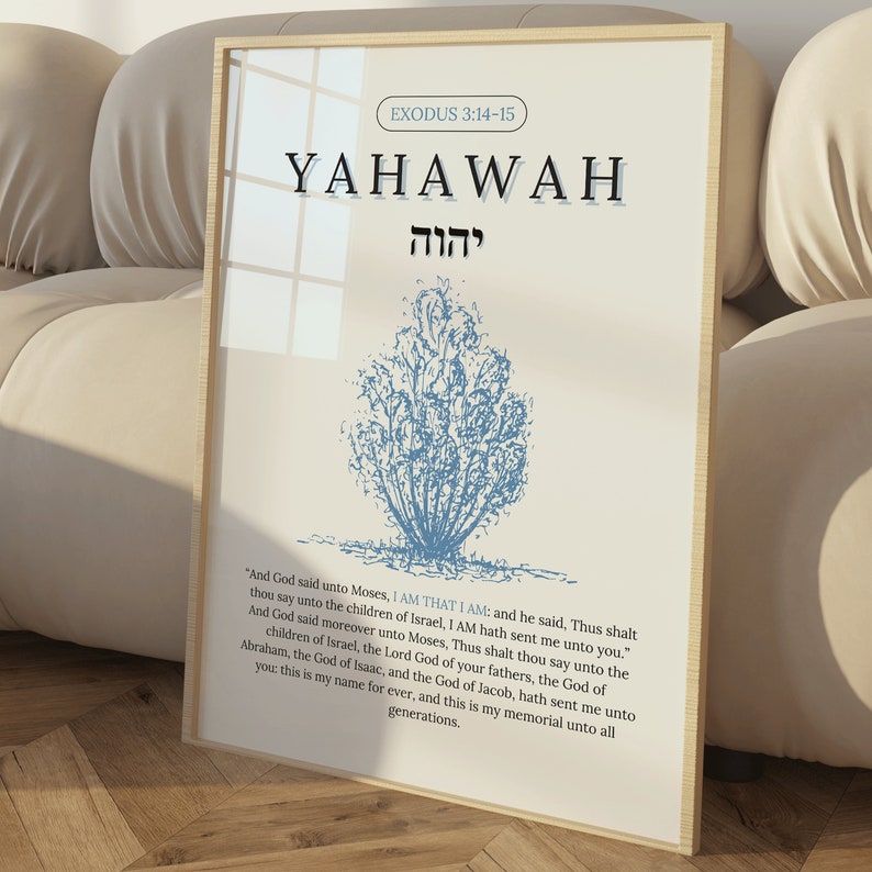 Hebrew Name of God Poster, Exodus 3:14 Scripture Art (digital Download ...