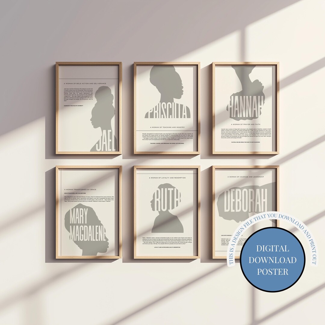 Women of the Bible Digital Poster Set, Inspirational Christian Wall Art ...