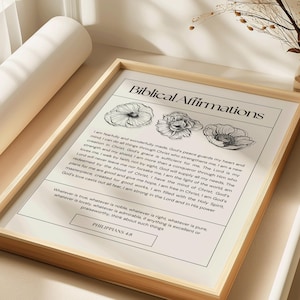 Biblical Positive Affirmations Digital Wall Print, Bible Verse ...