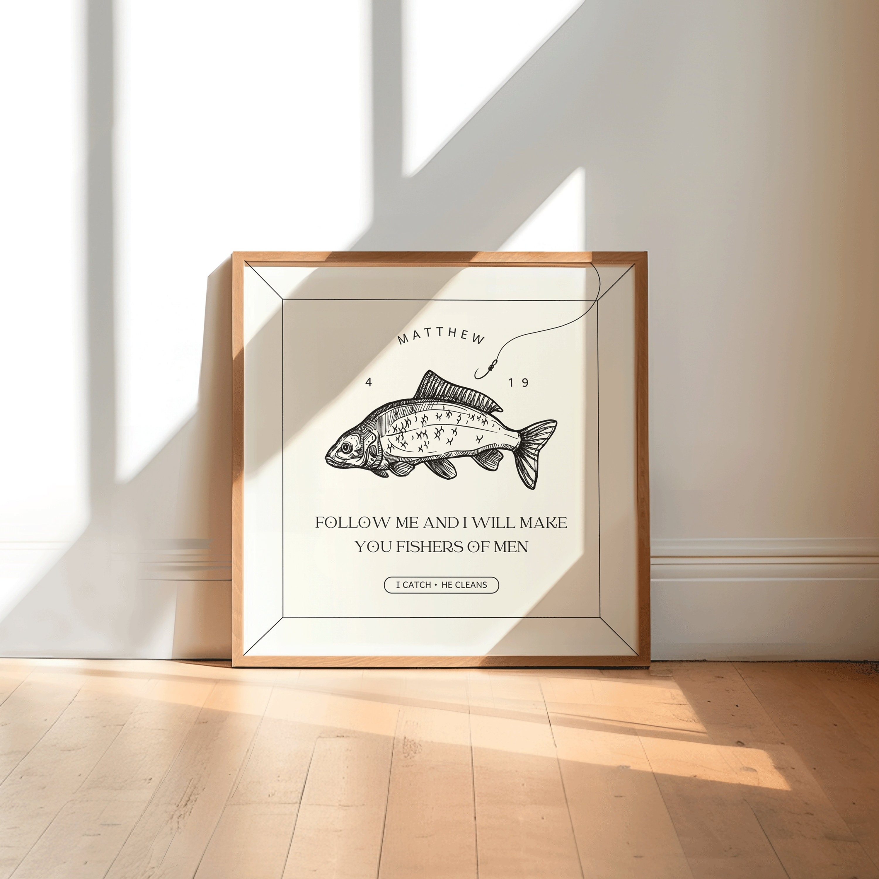 Fishers of Men Bible Verse Poster, Matthew 4:19 Scripture, Fishing Wall ...