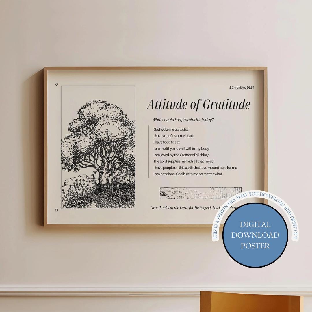 Attitude of Gratitude Digital Poster, Daily Gratitude Printable ...