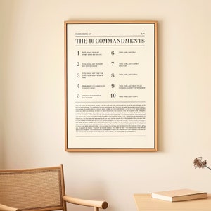 10 Commandments Scripture Passage Poster, Minimalist Bible Wall Art ...