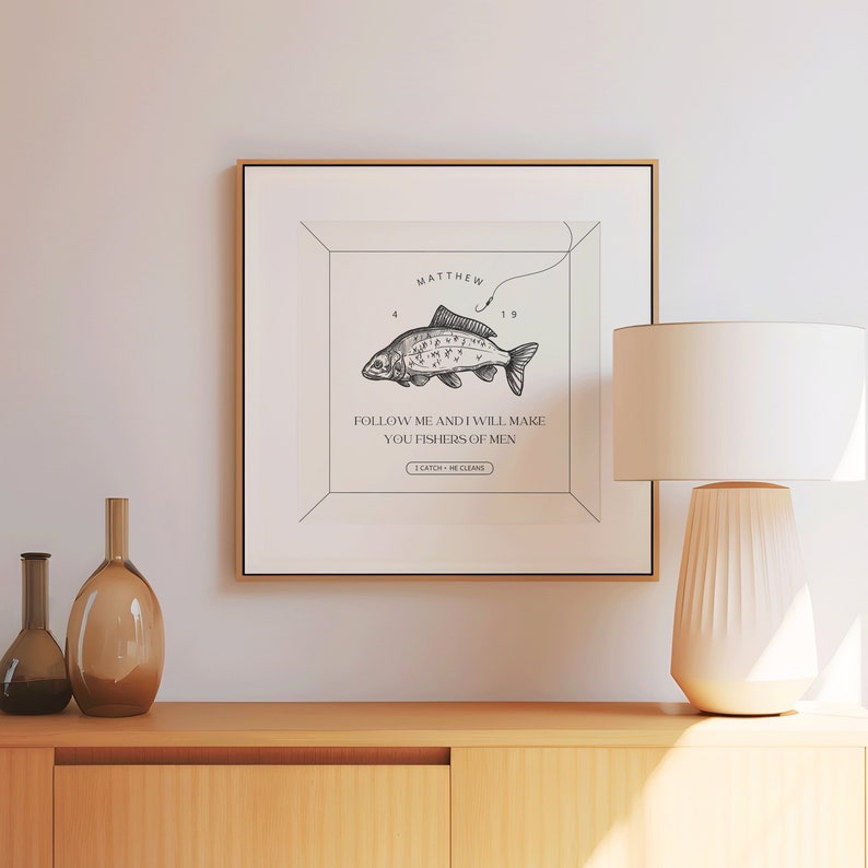 Fishers of Men Bible Verse Poster, Matthew 4:19 Scripture, Fishing Wall ...