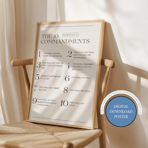10 Commandments Digital Poster, Bible Verse Wall Art Print, Biblical ...