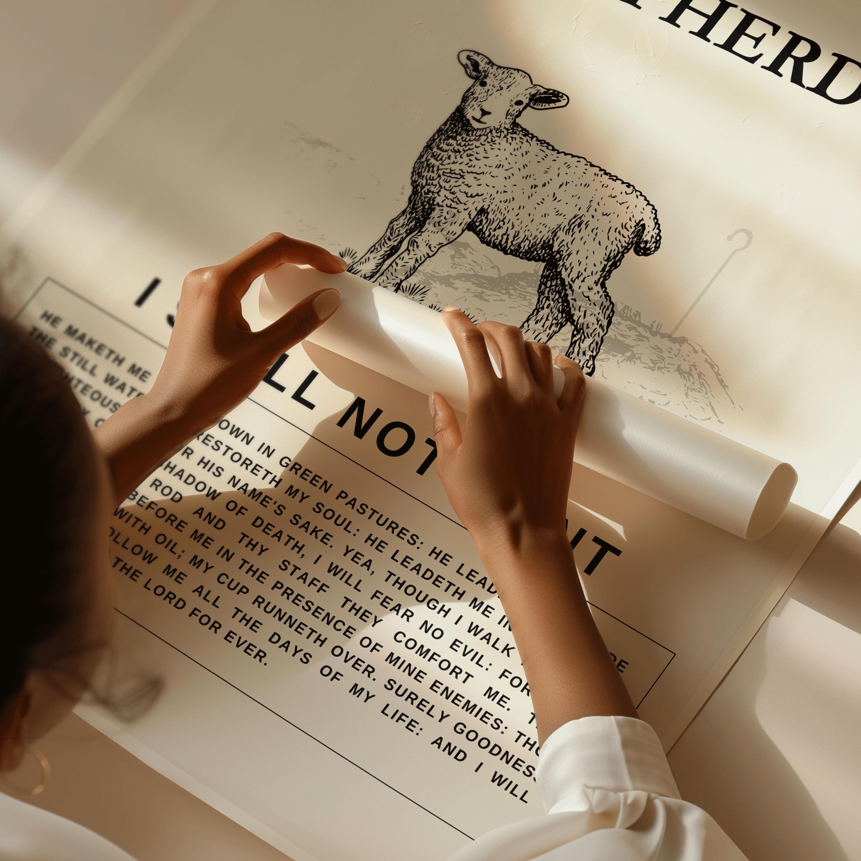 The Lord is My Shepherd Digital Prayer Poster, Psalm 23 Poster Print ...