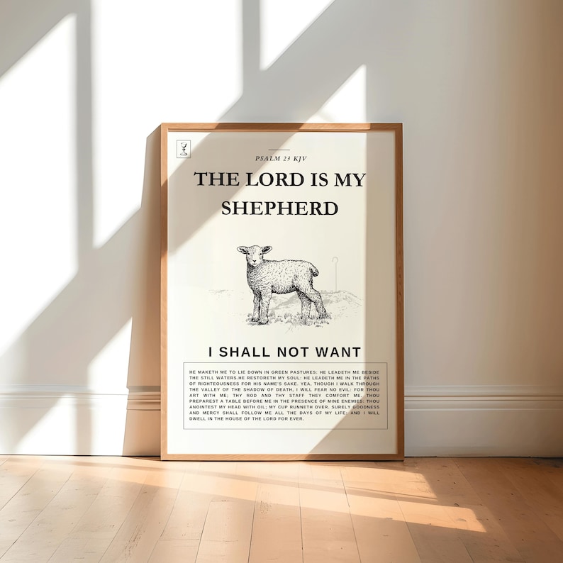 The Lord is My Shepherd Digital Prayer Poster, Psalm 23 Poster Print ...