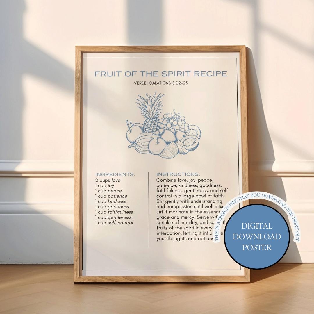 Fruit of the Spirit Recipe Poster: Galatians 5 Bible Verse (digital ...