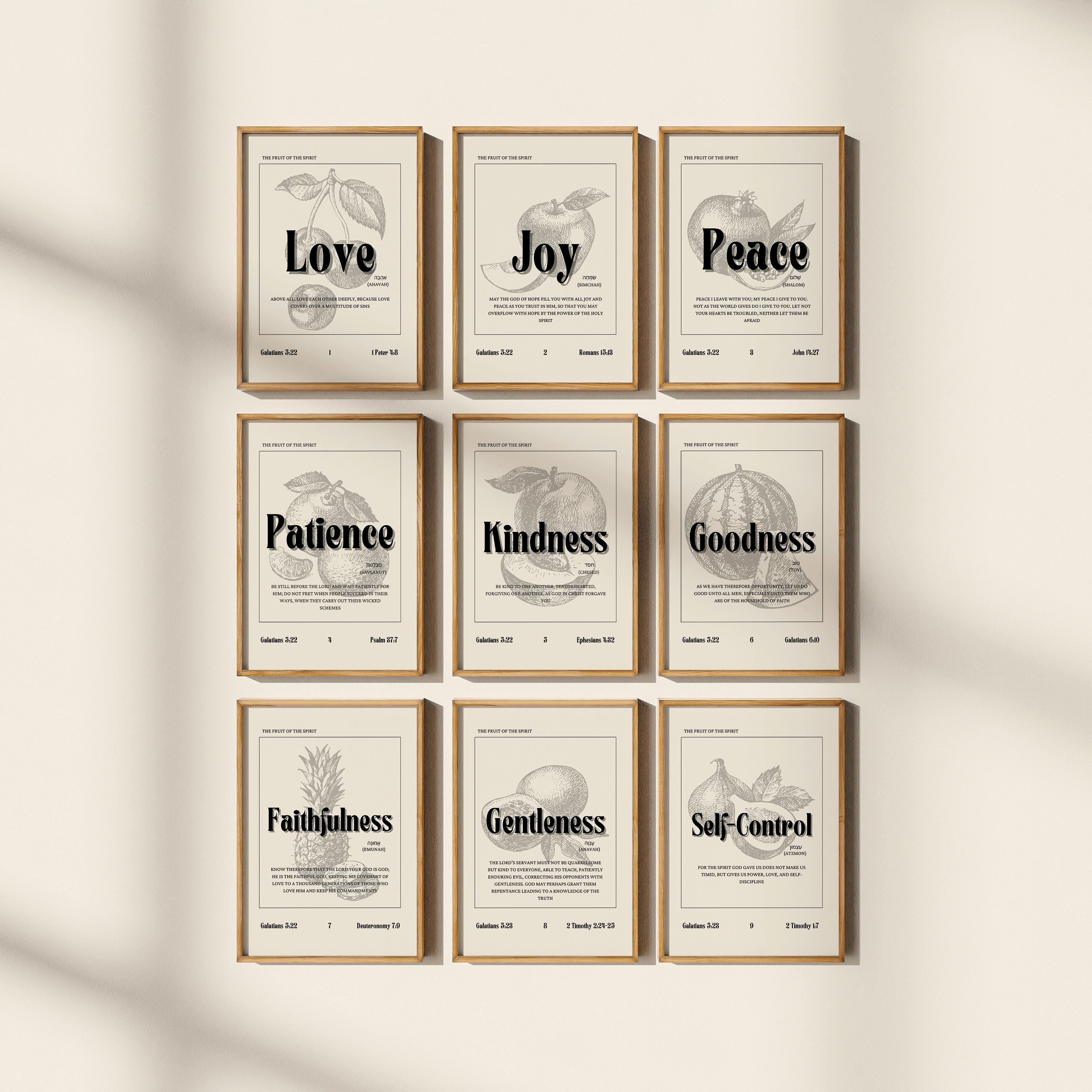 Fruit of the Spirit Wall Art Bundle, Vintage Bible Wall Prints ...