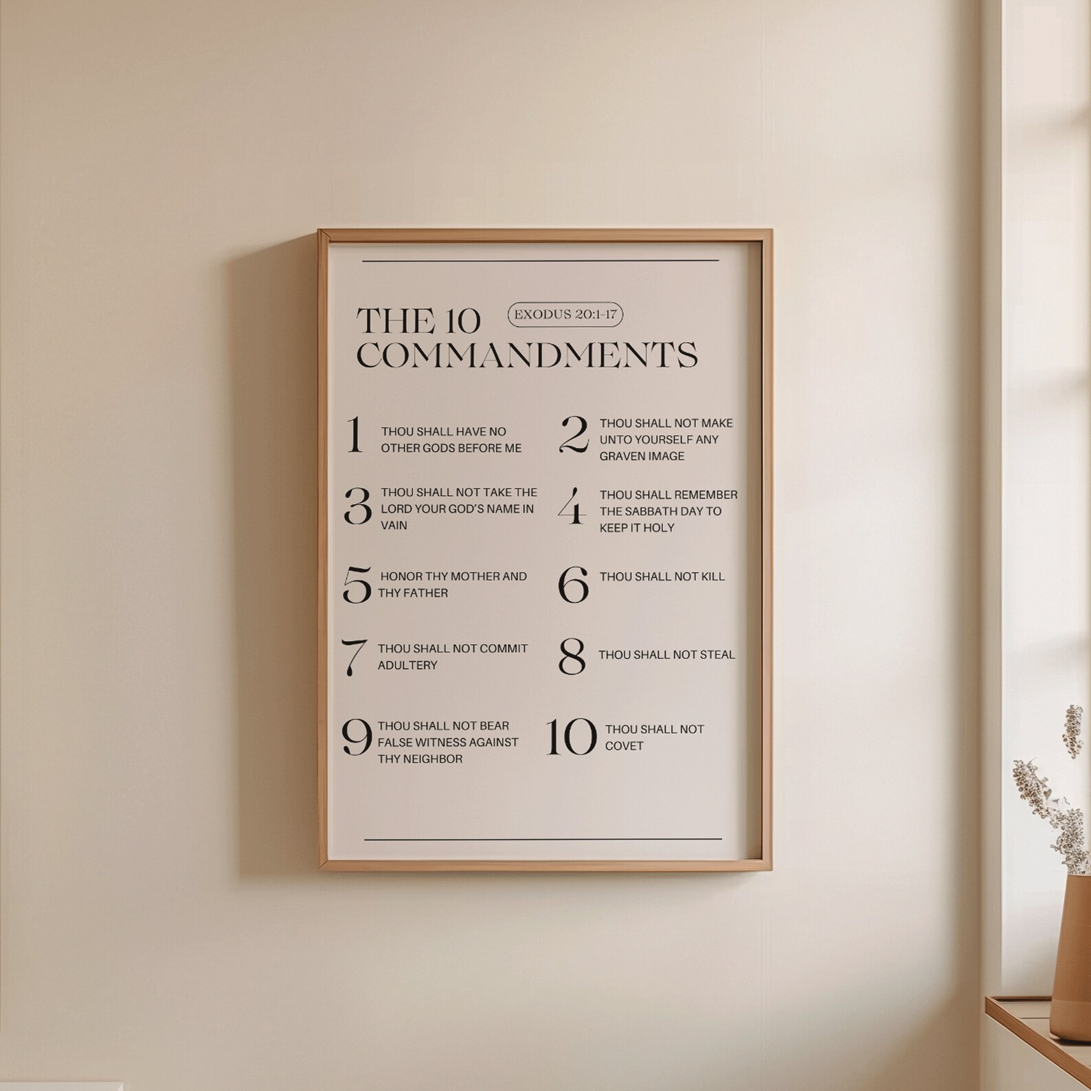 10 Commandments Digital Poster, Bible Verse Wall Art Print, Biblical ...