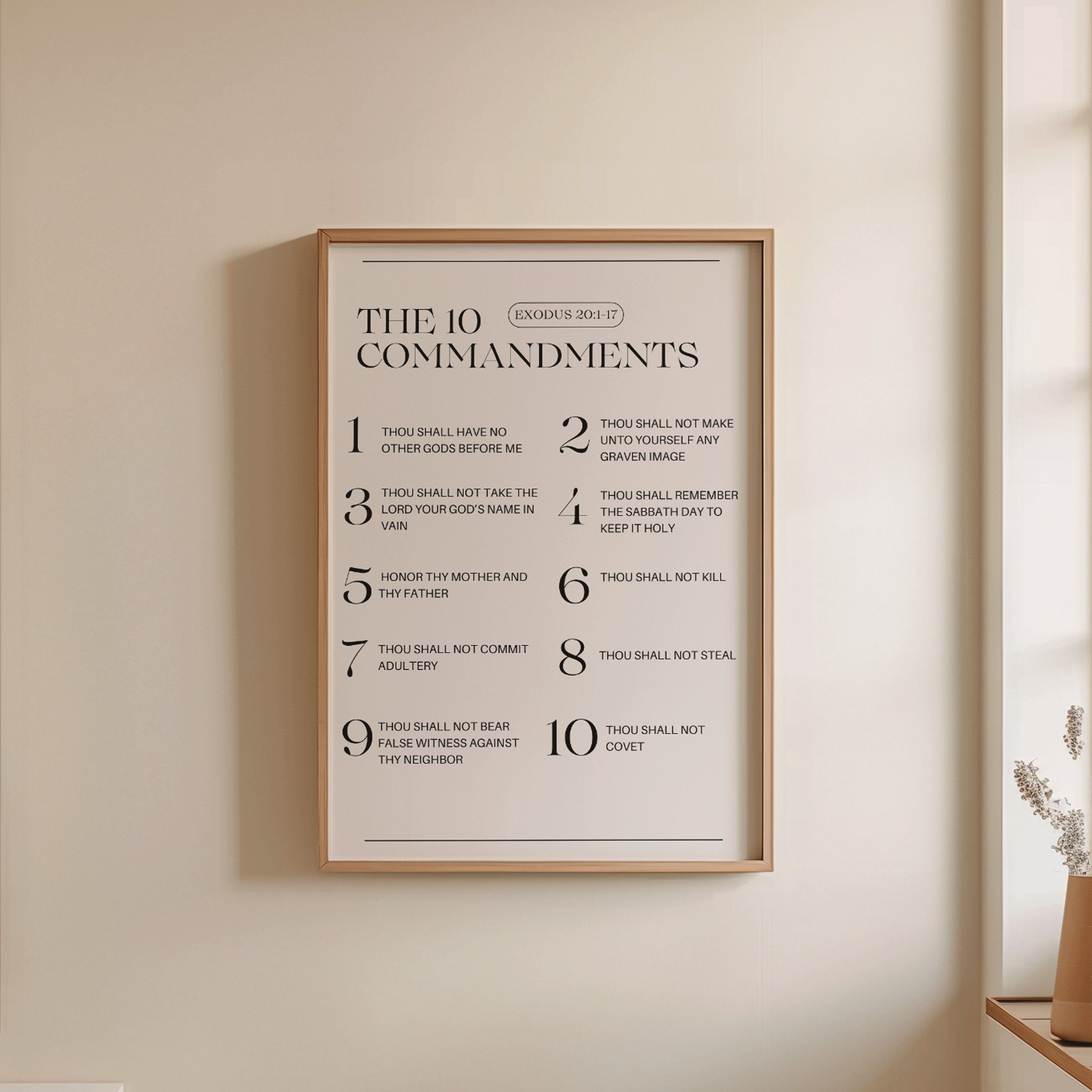 10 Commandments Digital Poster, Bible Verse Wall Art Print, Biblical ...