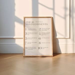 10 Commandments Digital Poster, Bible Verse Wall Art Print, Biblical ...