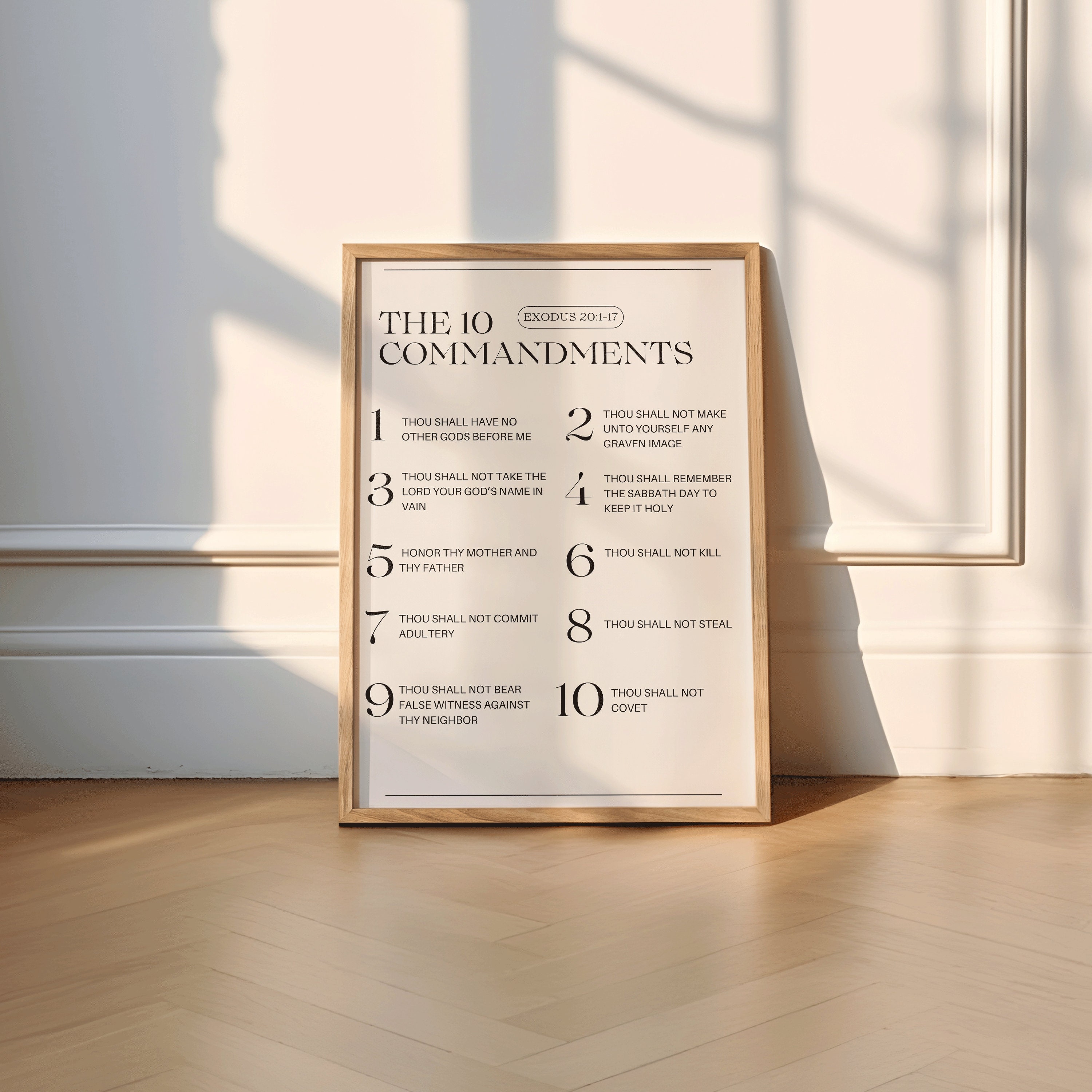 10 Commandments Digital Poster, Bible Verse Wall Art Print, Biblical ...