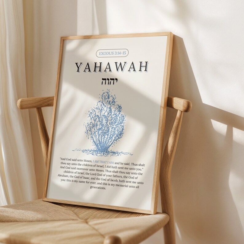 Hebrew Name of God Digital Poster, Exodus 3:14 Scripture Poster, I Am ...
