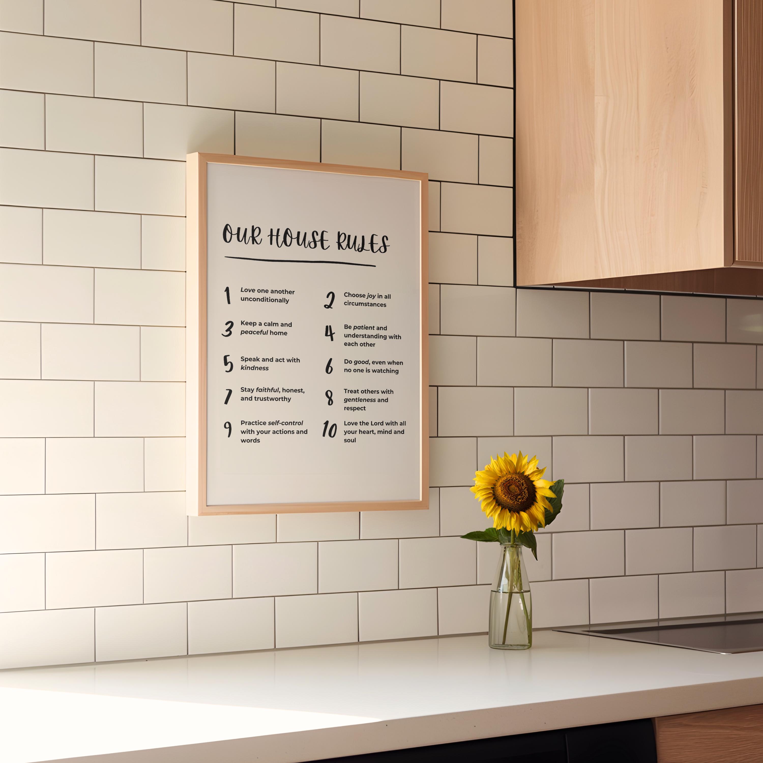 Our House Rules Faith Digital Poster, Biblical Home Decor, Fruits of ...