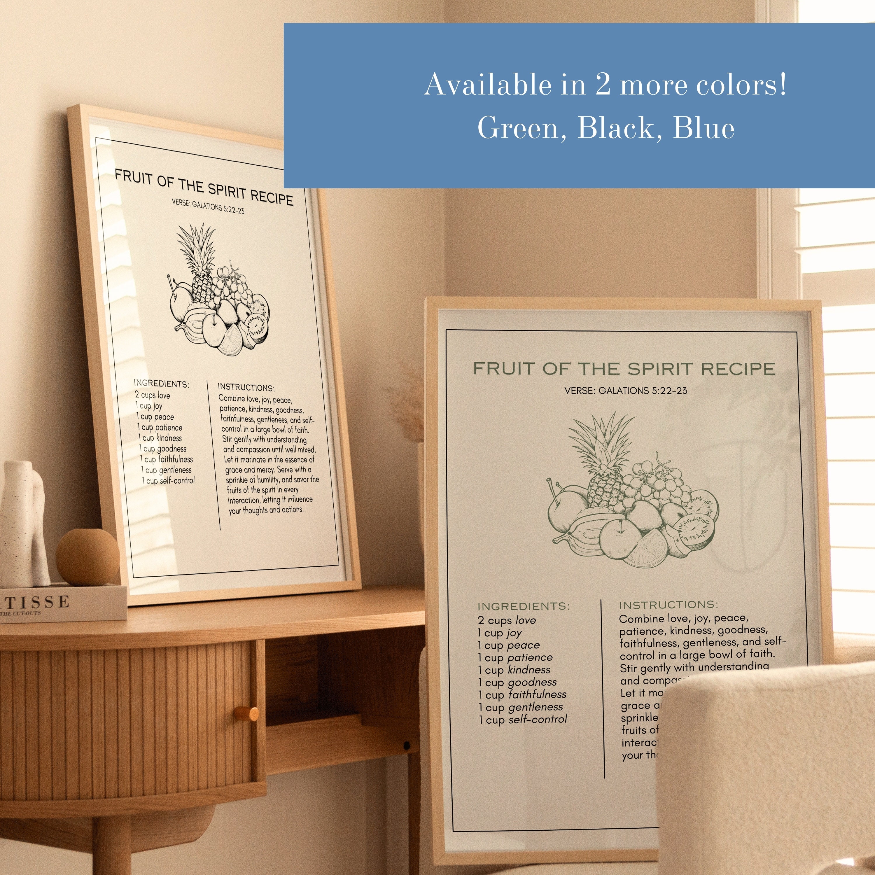 Fruit of the Spirit Recipe Poster: Galatians 5 Bible Verse (digital ...