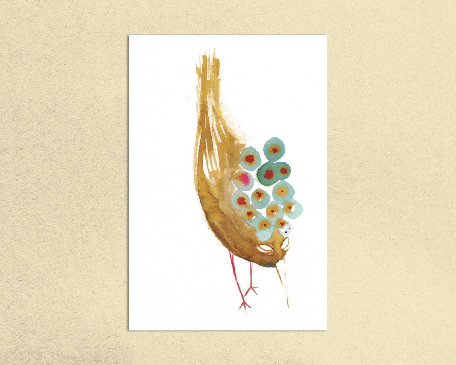 Bubbly Bird Postcard Printable Illustration - Etsy