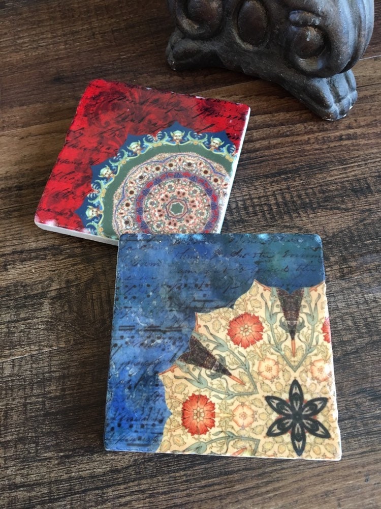 Rich Color Stone Coasters set of 4 - Etsy