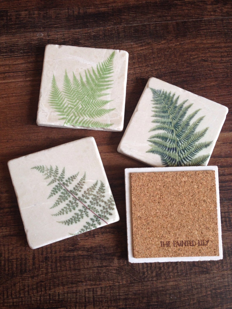 Fern Botanical Stone Coasters: Plant Lover Gift - Etsy