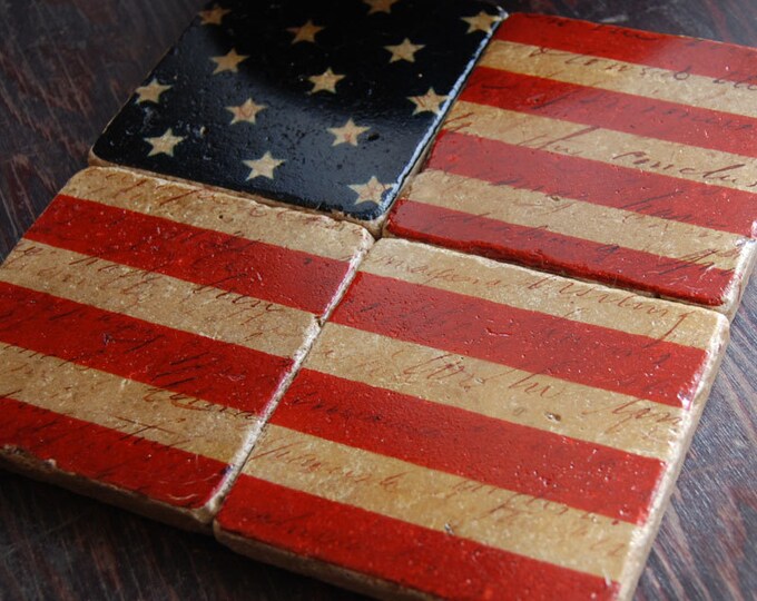 Stars and Stripes Forever Americana Stone Coaster Set - Etsy