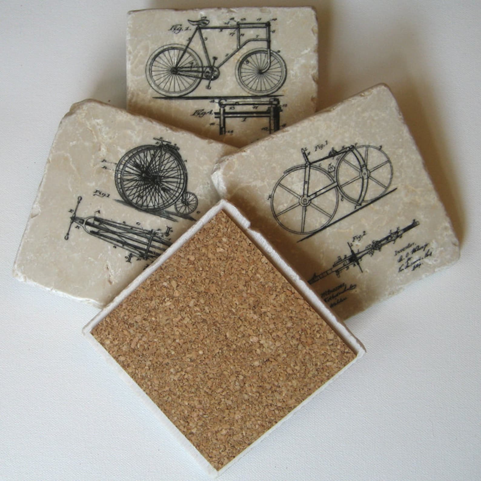 Bicycle Coasters - Stone Coasters - Set of 4 - Etsy