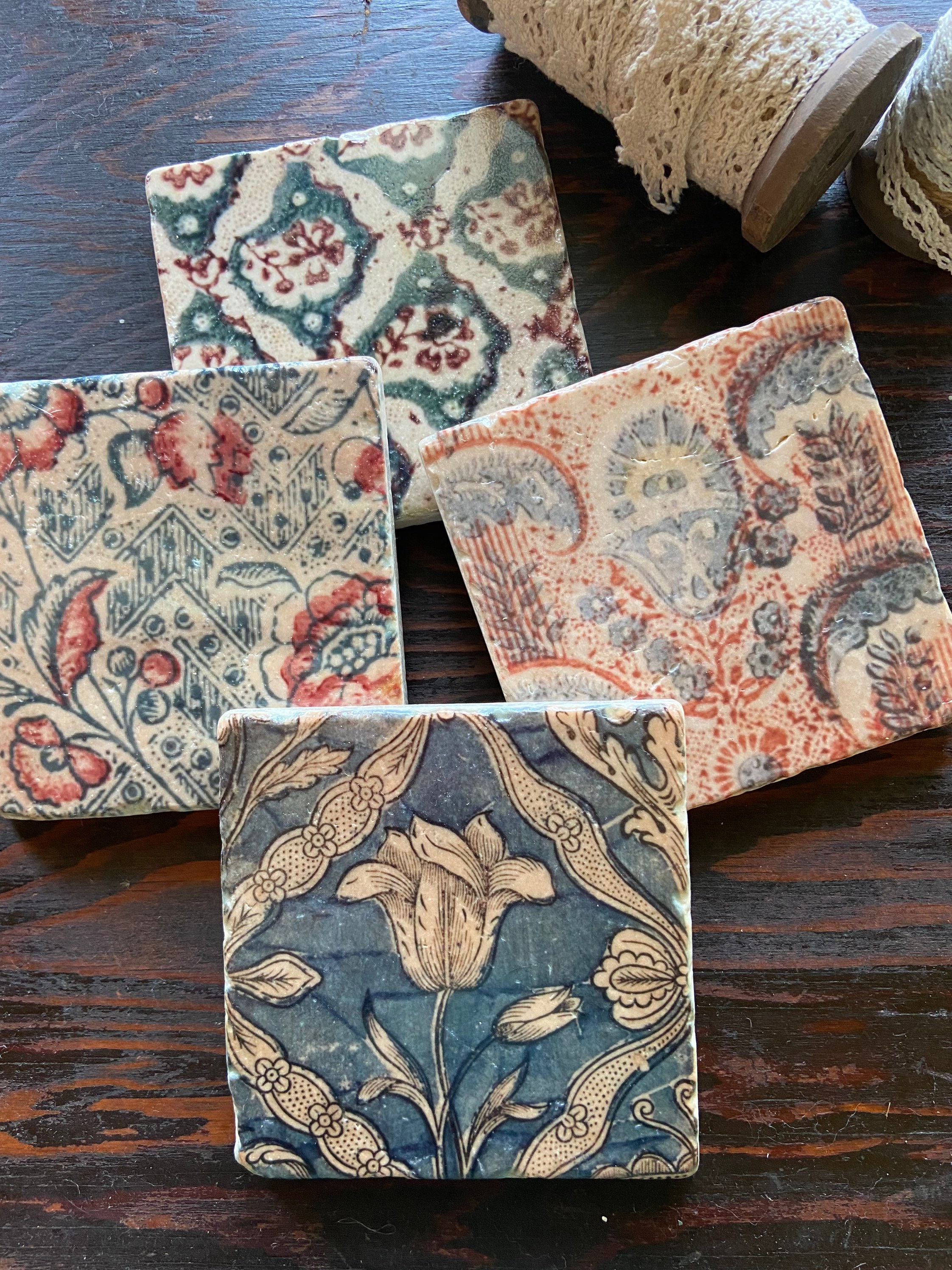 Vintage Book Cover Coaster Set Stone Coasters Set of Four - Etsy
