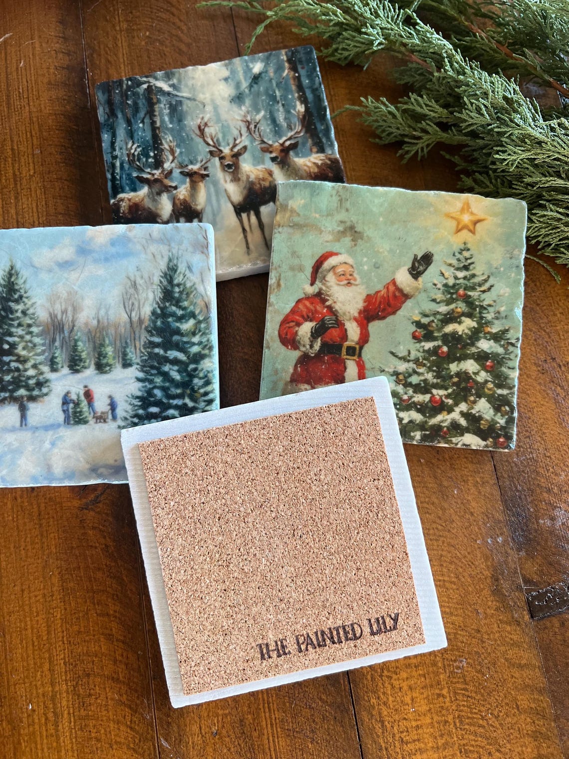 Antique Christmas Tiles- Set of 4 - Etsy