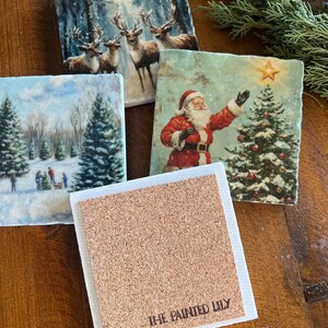 Antique Christmas Tiles- Set of 4 - Etsy