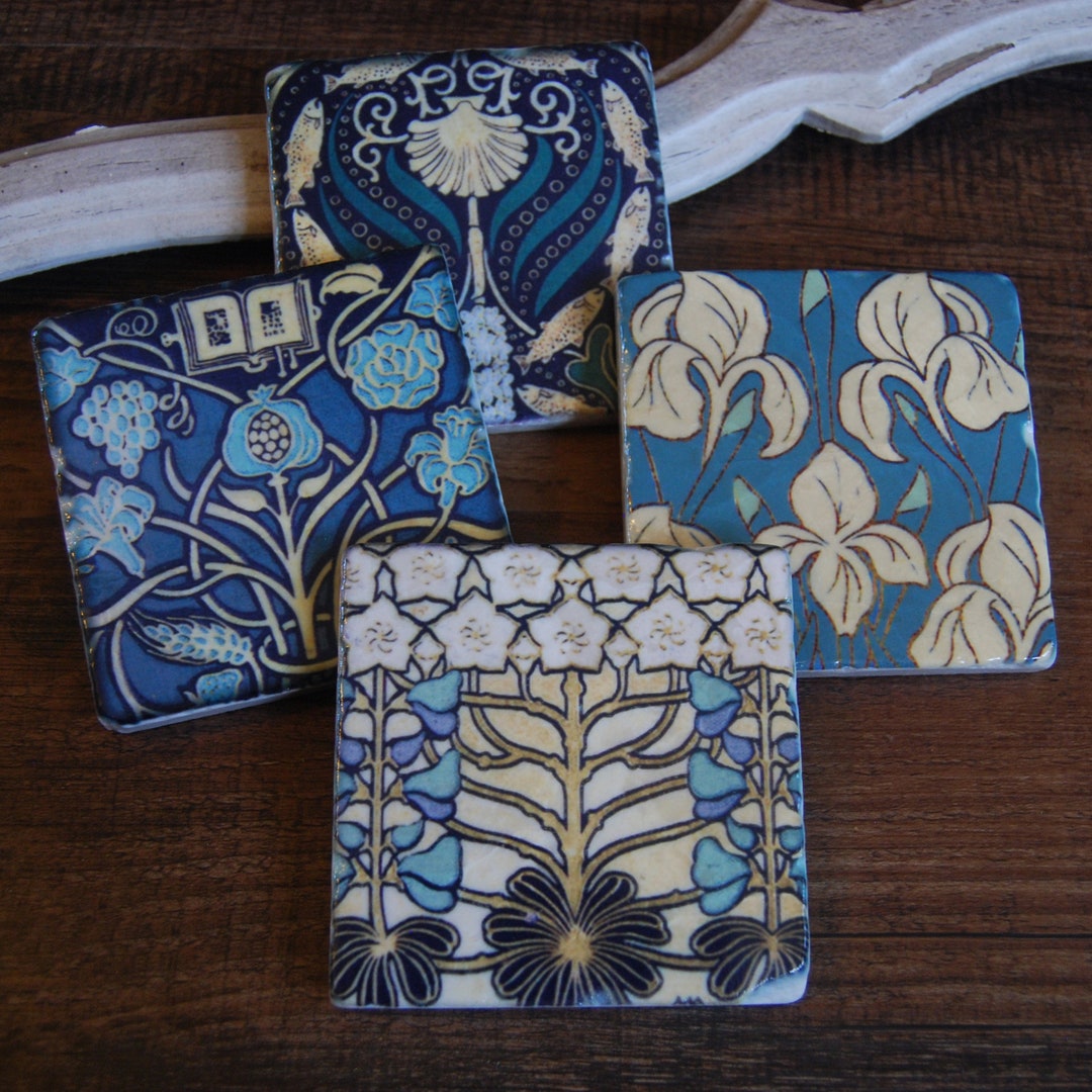 Blue Tapestry - Stone Coasters (set of 4) - Etsy
