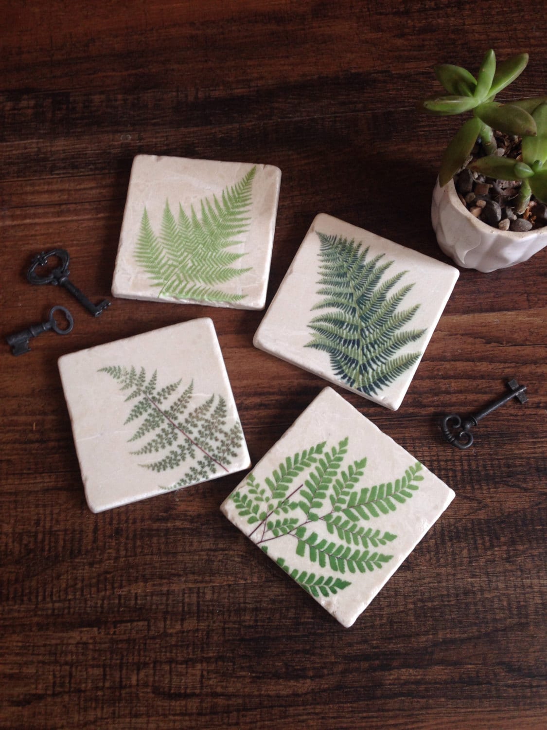 Fern Botanical Stone Coasters: Plant Lover Gift - Etsy