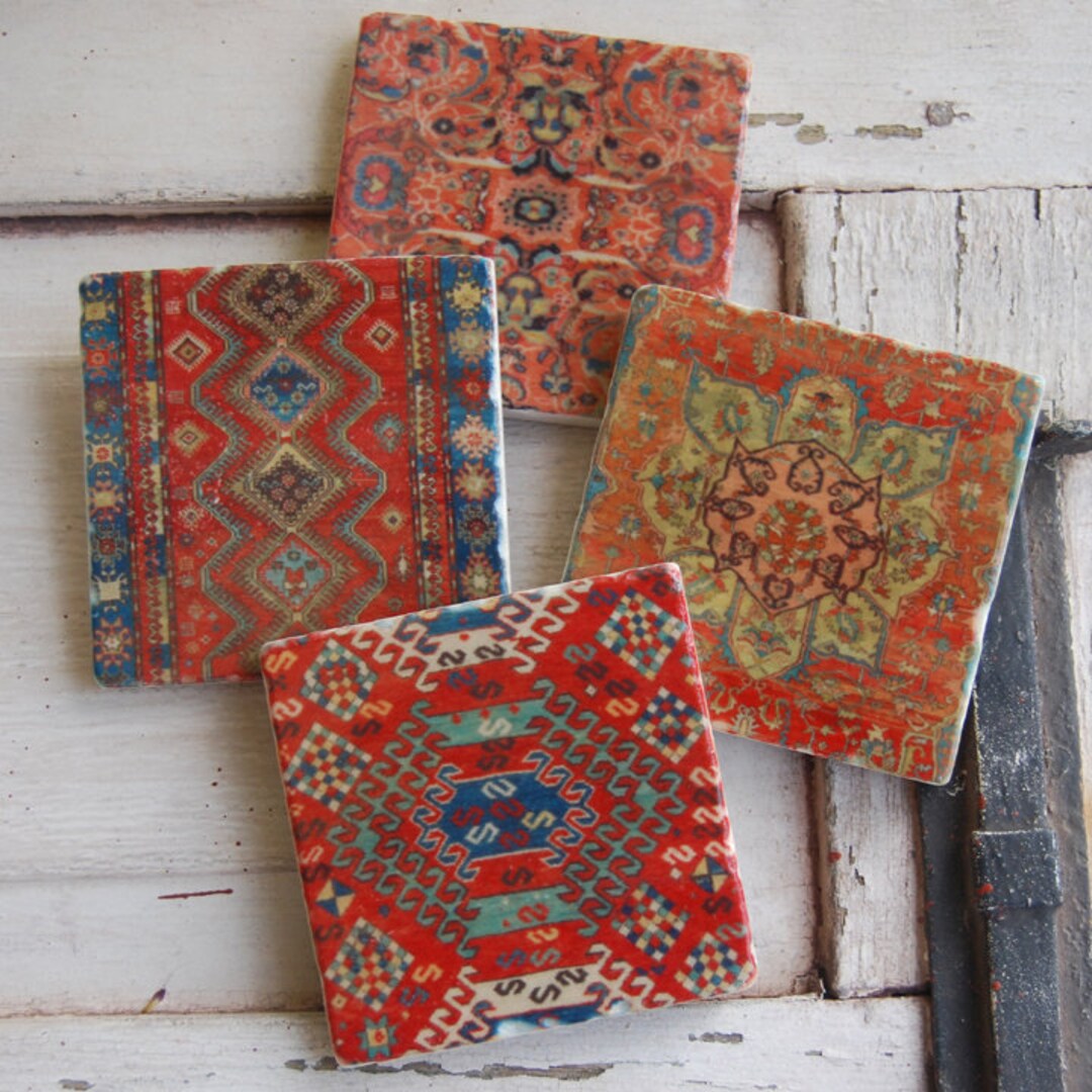 The Bohemian Coasters - Stone Coasters - Set of 4 - Etsy