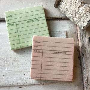 Library Cards Stone Coaster- Library Decor, Literary Girl, Librarian ...