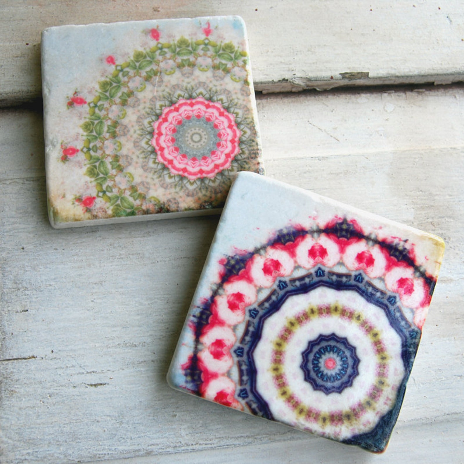 Mandala Stone Coaster Set Kaleidoscope Gift Idea Gift for | Etsy