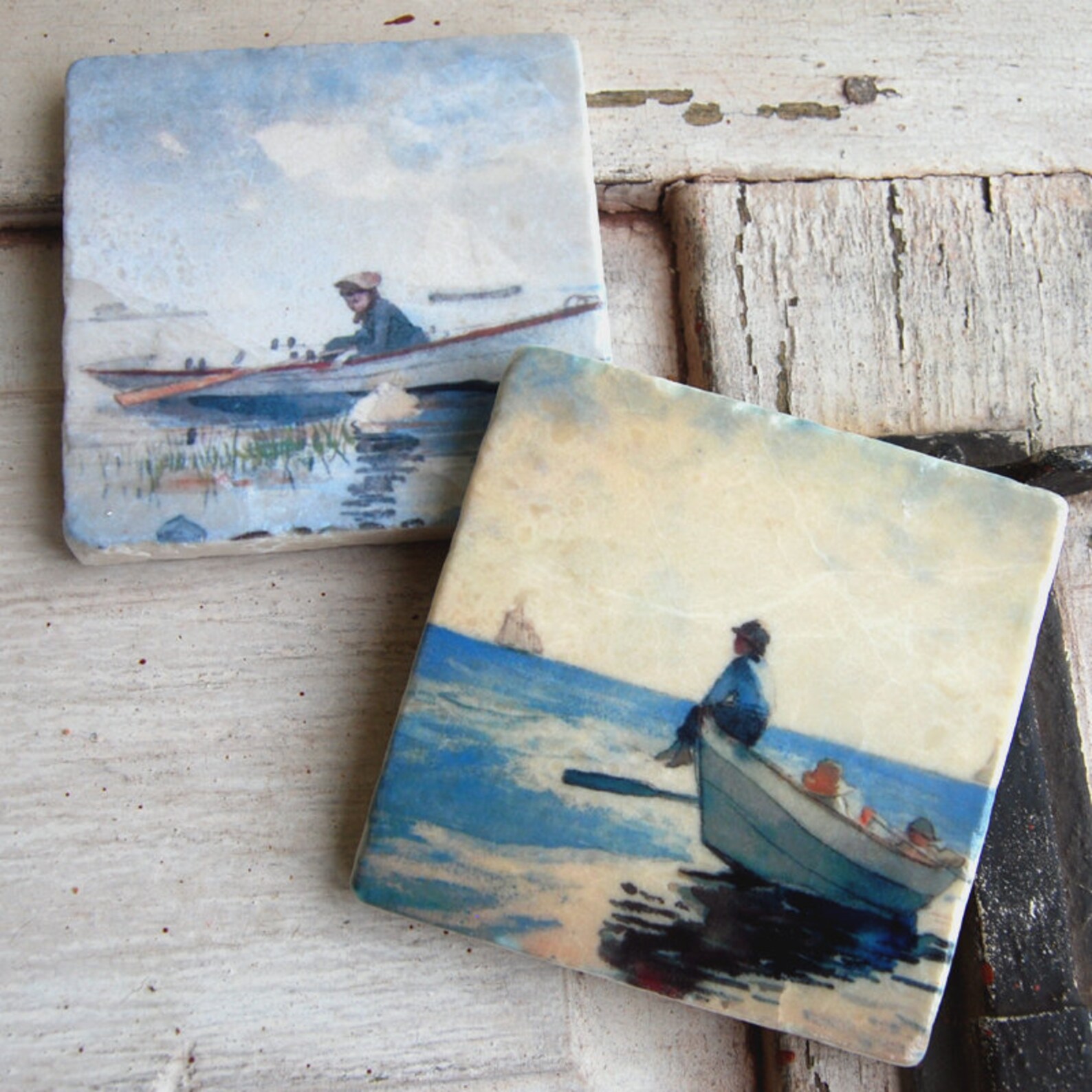 Coasters on the Water Stone Coaster Set Beach House Lake - Etsy