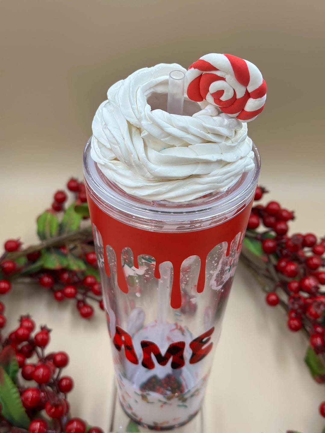 Snowing Xmas Snowglobe Tumbler Acrylic Cup 24 Oz - Marshmallow Whipped ...