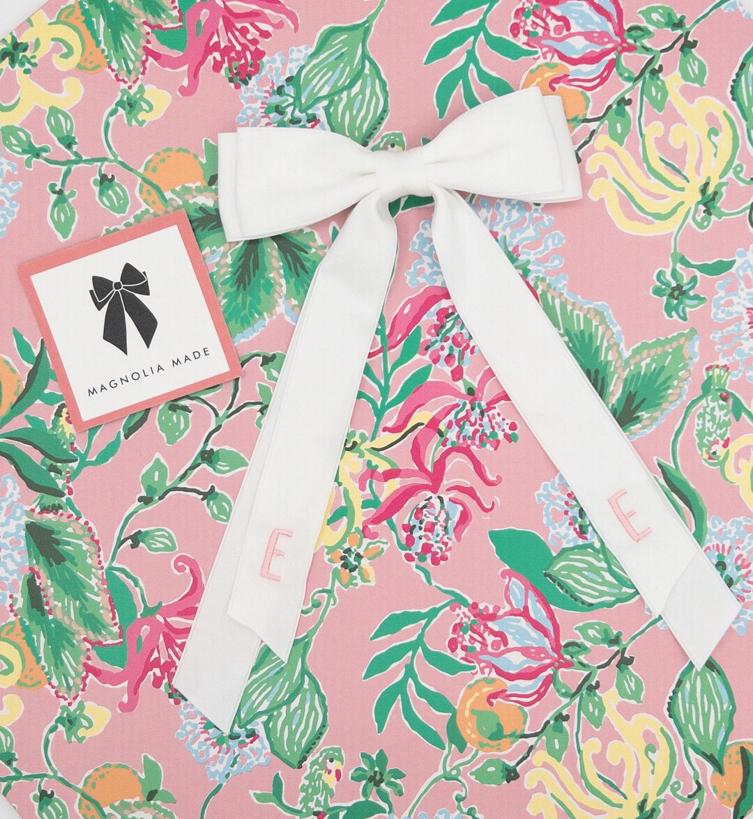 Personalized Embroidered Satin Hair Bow – Custom Initials Hair ...