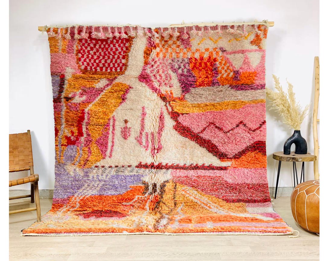Authentic Pink Moroccan Rug, Pink Shag Rug, Custom Made Moroccan Carpet ...