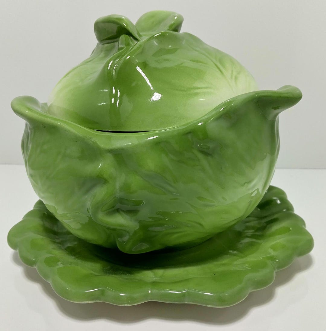 Vintage Art Cabbage Serving Bowl and Plate Decor or Used for Foods ...